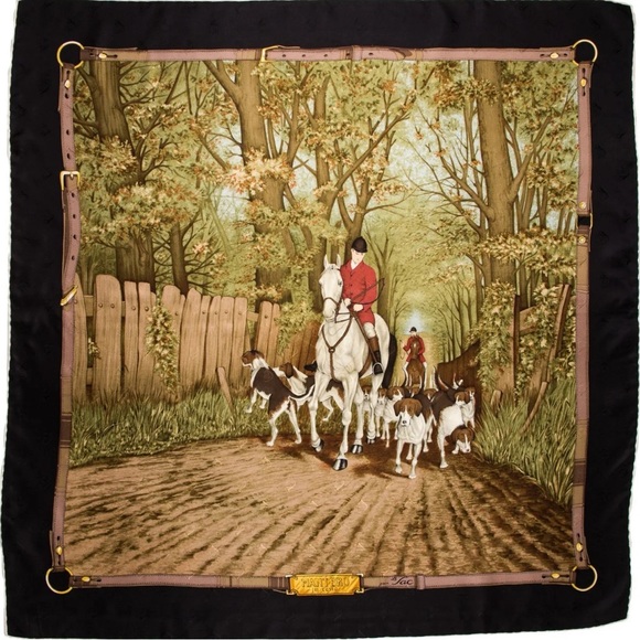 Fox Run | Accessories | Fox Run Silk Equestrian Fox Hunt Scarf Vintage ...